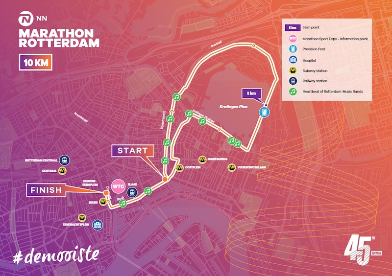 Dit is de route van de NN Marathon Rotterdam 2026 | Regio | indebuurt.nl