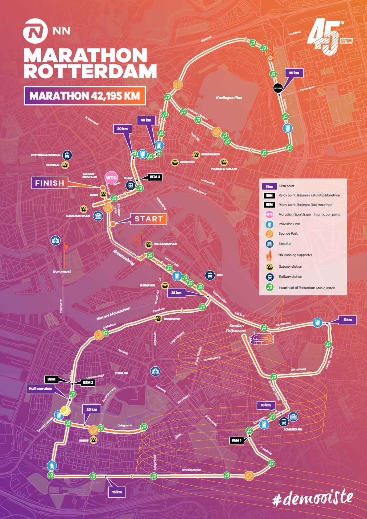 Dit is de route van de NN Marathon Rotterdam 2026 | Regio | indebuurt.nl